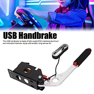 Naroote USB Handbrake, High Hardness Stable Performance Aluminium Alloy Gaming Peripherals Easy Installation Adjustable for T500 T300(Blue)