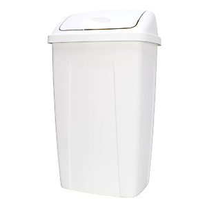 CJLXL 13 Gallon Trash Can, Plastic Swing Top Kitchen Garbage Trash Can (White)