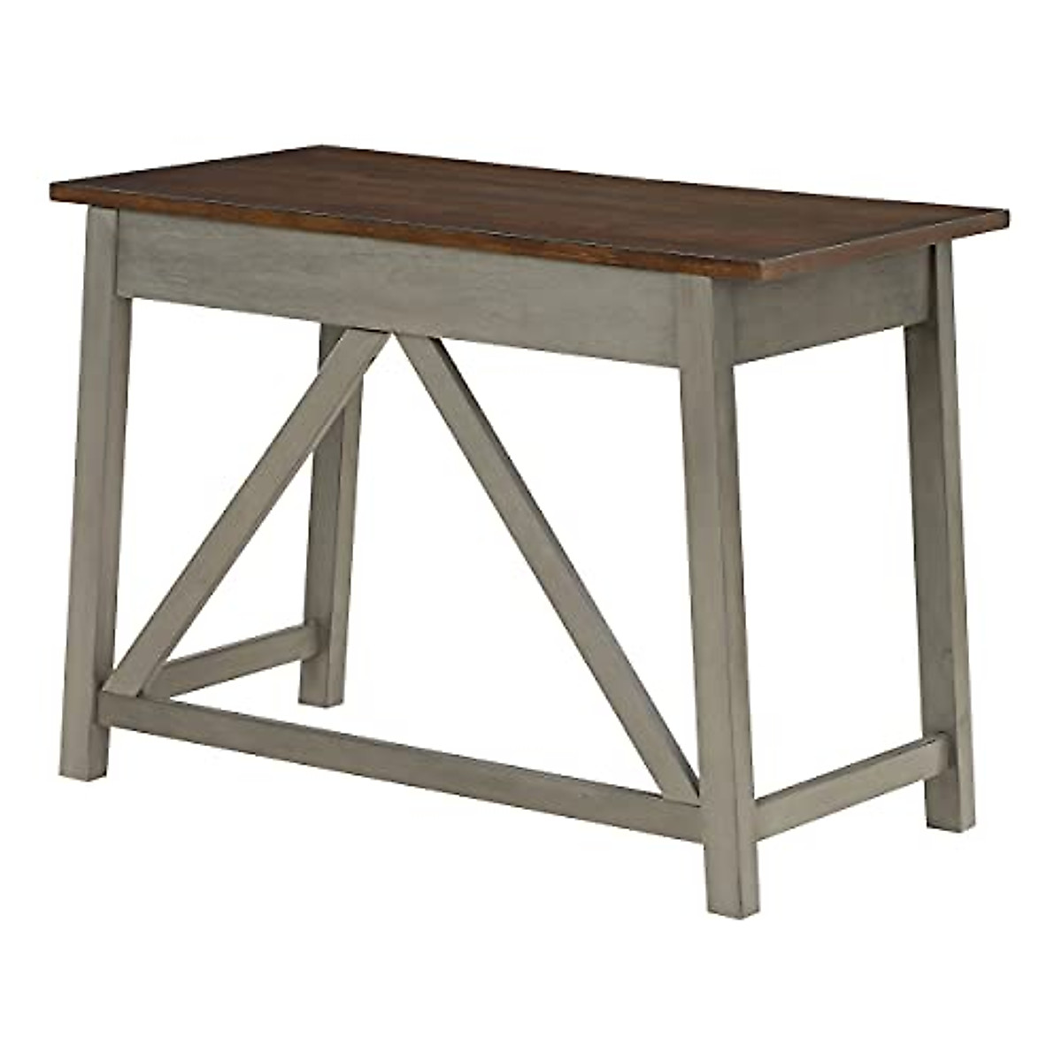 OSP Home Furnishings Milford Rustic 42 Inch Writing Desk with 2 Drawers and Burnished Decorative Hardware, Slate Gray