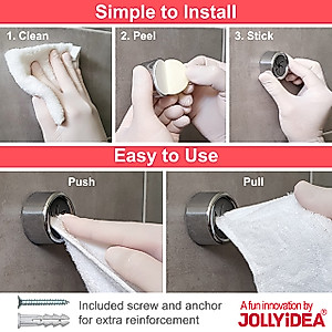 JOLLYiDEA Kitchen Dish Towel Rag Holder - Self Adhesive Push Hooks for Towel Stick On Hook No Drilling Grabber for Kitchen Sink Bathroom Wall Hand Washcloth Hanging Rack, 6 Pack Small Hangers 1 Gift