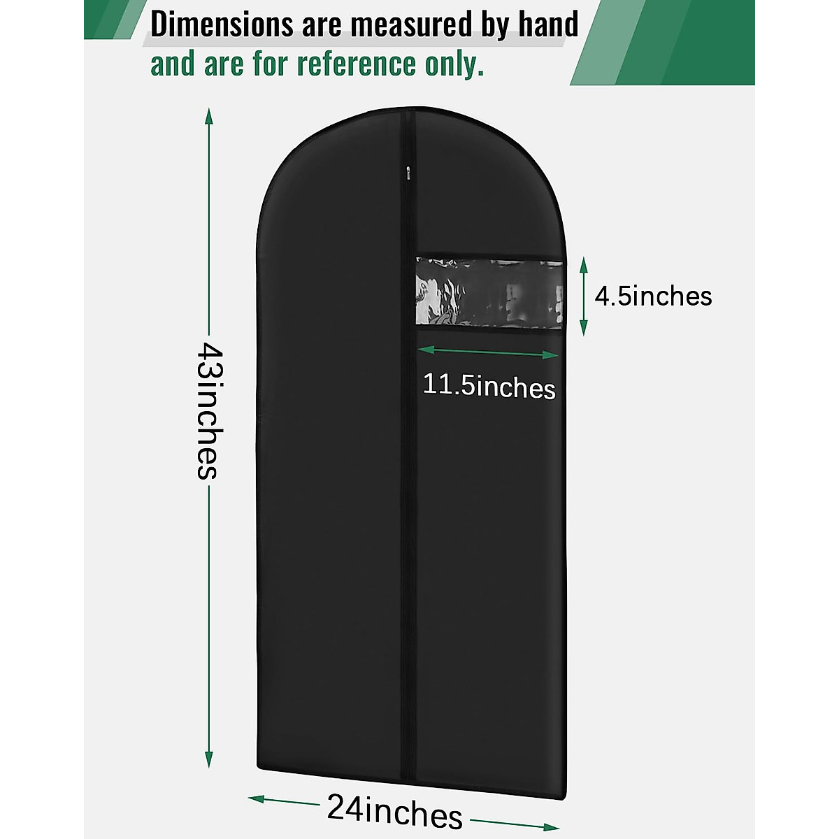 Garment Bags for Hanging Clothes (8 packs，43 inches) Washable Black Suit Bags for Closet Storage and Travel with Clear Window