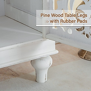 MFSTUDIO Accent Wood Storage Cabinet, Large Farmhouse Hollow-Carved Buffet Sideboard with 3 Doors Decorative Storage Cabinets for Living Room Kitchen Entryway Hallway, White