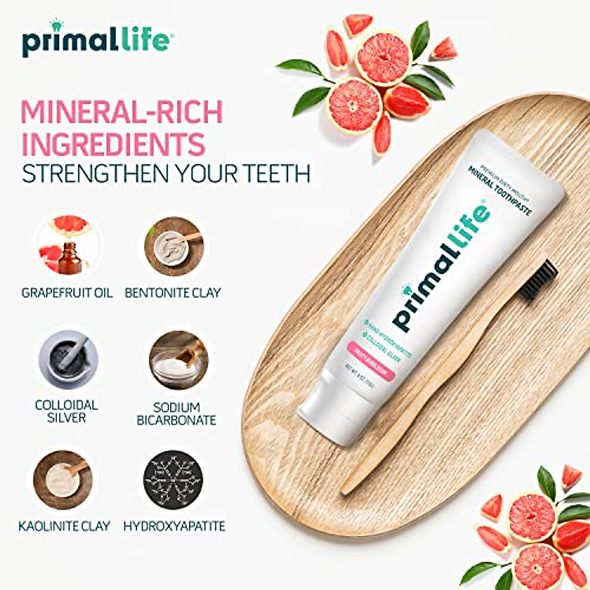 Primal Life Organics - Dirty Mouth Natural Alkalizing Toothpaste, Hydroxyapatite, Flavored Essential Oils, Natural Kaolin, Bentonite Clay, Colloidal Silver, Organic, Vegan (Bubblegum Flavor, 4oz)