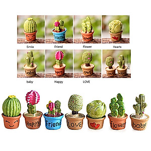 7 in 1 Dollhouse Decoration Plant Pots Miniature Green Potted Miniature Bonsai Model Dollhouse Accessories Decor,1 12 Scale Doll House Miniature Plant Model (7 dersert Plants Bots)