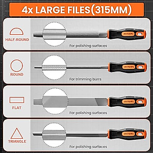 Simniam 18Pcs Professional Files Set, Premium T12 Metal Files with Suitcase, Flat/Triangle/Half-Round/Round Large Files & 12x Needle Files&Cleaning Brush, Perfect for Wood, Metal&DIY Project