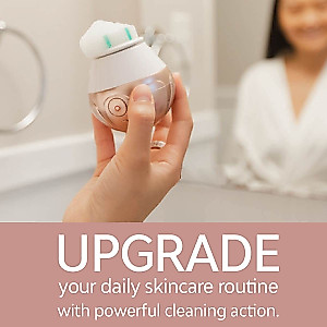 TAO Clean Ona Diamond Orbital Facial Brush and Cleansing Station, Electric Face Cleansing Brush with Ergonomic Handle, Dual Speed Settings, Rose Gold
