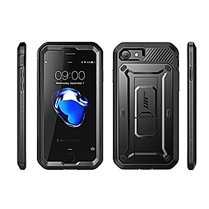 SUPCASE Unicorn Beetle Pro Series Case for iPhone SE (2022)/ iPhone SE (2020)/ iPhone 7/ iPhone 8, Built-in Screen Protector Full-Body Rugged Holster & Kickstand Case (Black)