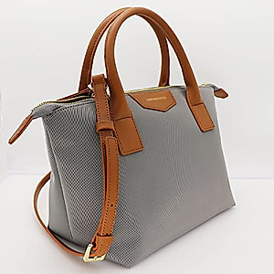 Women Lightweight Waterproof Nylon Handbag Shoulder Totes Crossbody Bag,Leather Shoulder Handbags And Travel Work Purse (Light grey)