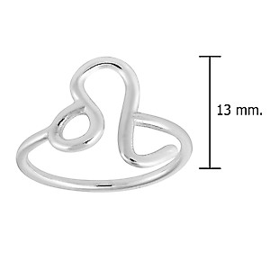 AerVida Unisex Simple Minimalistic Astrological Zodiac Sign 'Leo' .925 Sterling Silver Band Ring (10)