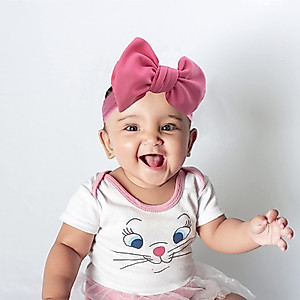 KIDOCHEESE Baby Girl Nylon Hairband with Bows, 5 Count (Pack of 1), for Infant, Extra Stretchy, Handmade