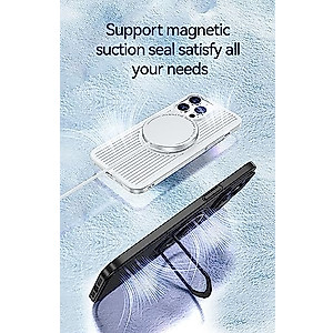 Yesunktt for iPhone 14 Pro Max for MagSafe Magnetic Car Ring Trolley Invisible Holder Phone Case, Logo Window Strip Mesh Air Cooling Phone Case,Black