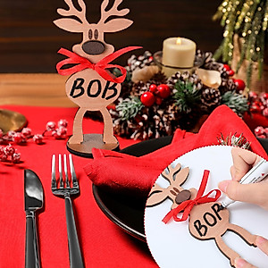 Cholemy 12 Pieces Christmas Freestanding Place Card Holders for Table Holiday Name Cards Christmas Dinner Place Table Card Holders Decorations Christmas Party Supplies (Reindeer)