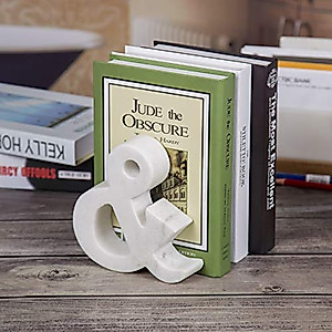 Creative Home 74864 Natural Marble Stone Letter Ampersand, Bookends, Paper Weight, 5.5" W x 5-7/8" H, 1-1/2" D, Off-White (patterns may very)