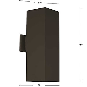 Outdoor 6 in. Square Cast Aluminum Modern Cylinder with Up and Down Light Wall Lantern Antique Bronze