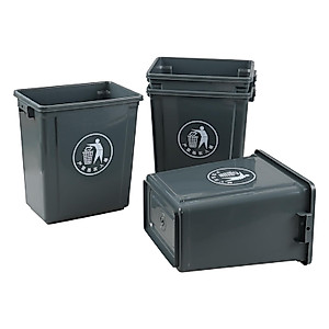 Cand 4-Pack 10 L Plastic Trash Can Wastebasket, Small Kitchen Garbage Can, Grey