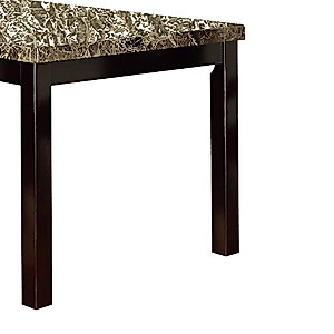 Benzara Slick Finish Faux Marble & Pine Wood Dining Table, Brown
