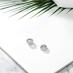 Gem Stone King 925 Sterling Silver White Zirconia Women Earring Jackets For 7.00MM Round Cut Studs