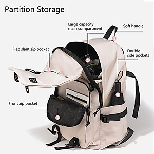 Sqodok Backpack for Teen Boy Girls, Cute Casual Backpack with USB Charging Port, Lightweight Bookbag 15.6'' Laptop Backpack for Middle School High School, Travel Back Pack with Pencil Case, Black