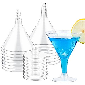 Zezzxu 24 Pack Plastic Martini Glasses - 7 oz Disposable Clear Plastic Cocktail Cups, Unbreakable & Reusable Wine Shooter Glasses for Party Margarita, Champagne, Wine