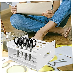 Cabilock 2pcs Wooden Artist Organizers School Scissors Tabletop Display Scissor Stationery Test Holder Home Tube Supplies Kids Art Organizing Storage Desk Desktop Rack Kindergarten