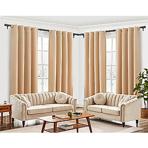 Heavy Duty Corner Window Curtain Rods 36 to 72 Inch, HOTOZON 1 Inch Telescoping Single Drapery Rod, Black, End Cap Finials