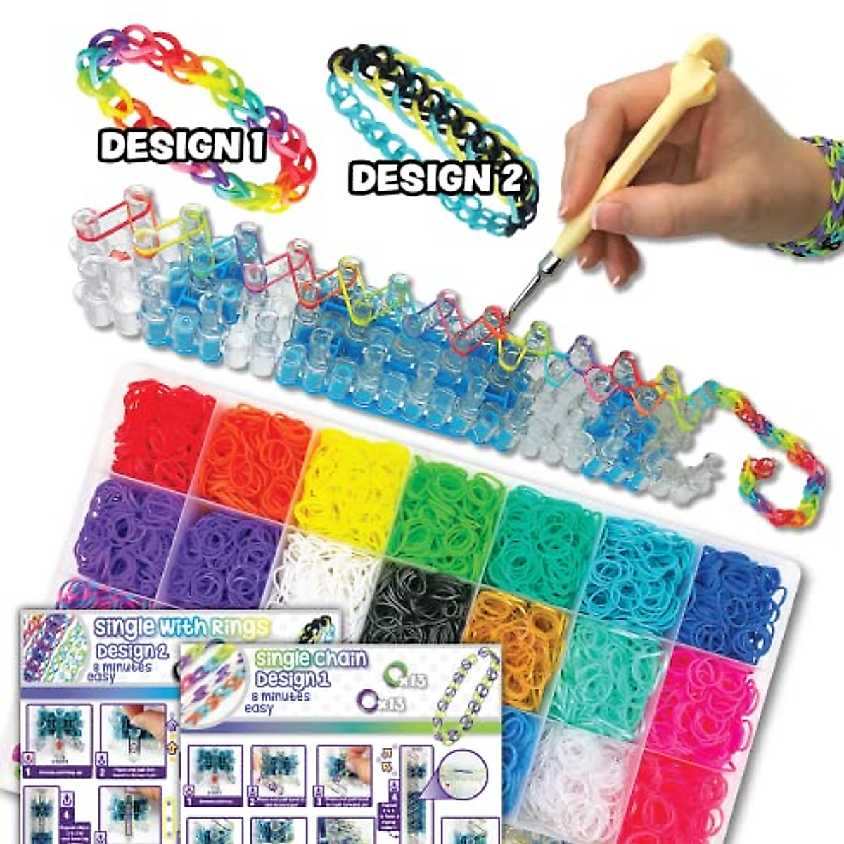 Rainbow Loom® MEGA Combo Set, Features 7000+ Colorful Rubber Bands, 2 Step-by-Step Bracelet Instructions, Organizer Case, Great Gift for Kids 7+ to Promote Fine Motor Skills (Packaging May Vary)