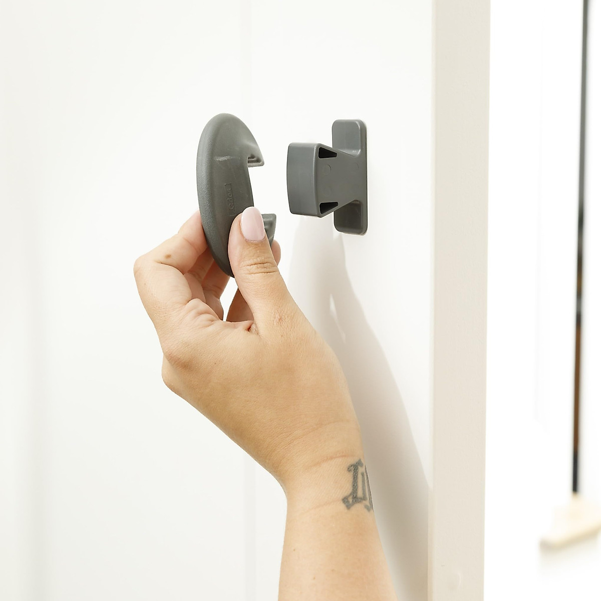 Qdos Safety Finger Slam Pinch Guard | Gray | Guaranteed NOT to compress or fall off like other products - Protect Fingers from Slamming Doors - Bite Proof & Choke Safe - Food Grade Material | 2 pack