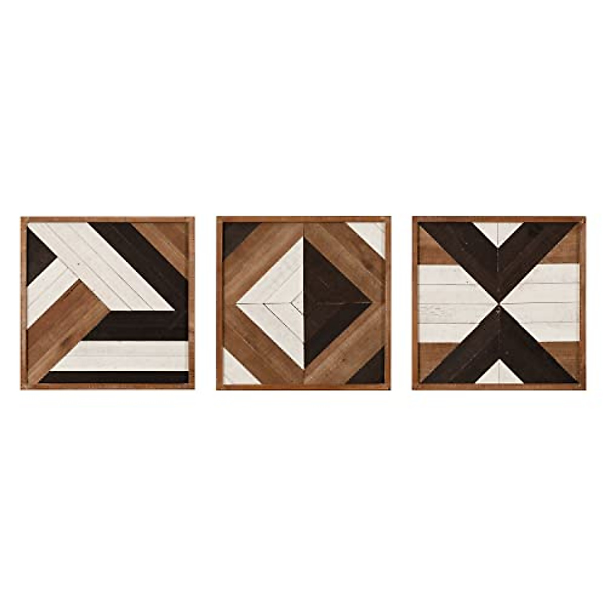 Kate and Laurel Ballez Wood Plaque Art Set, 3 Piece, Multi/Brown, 3
