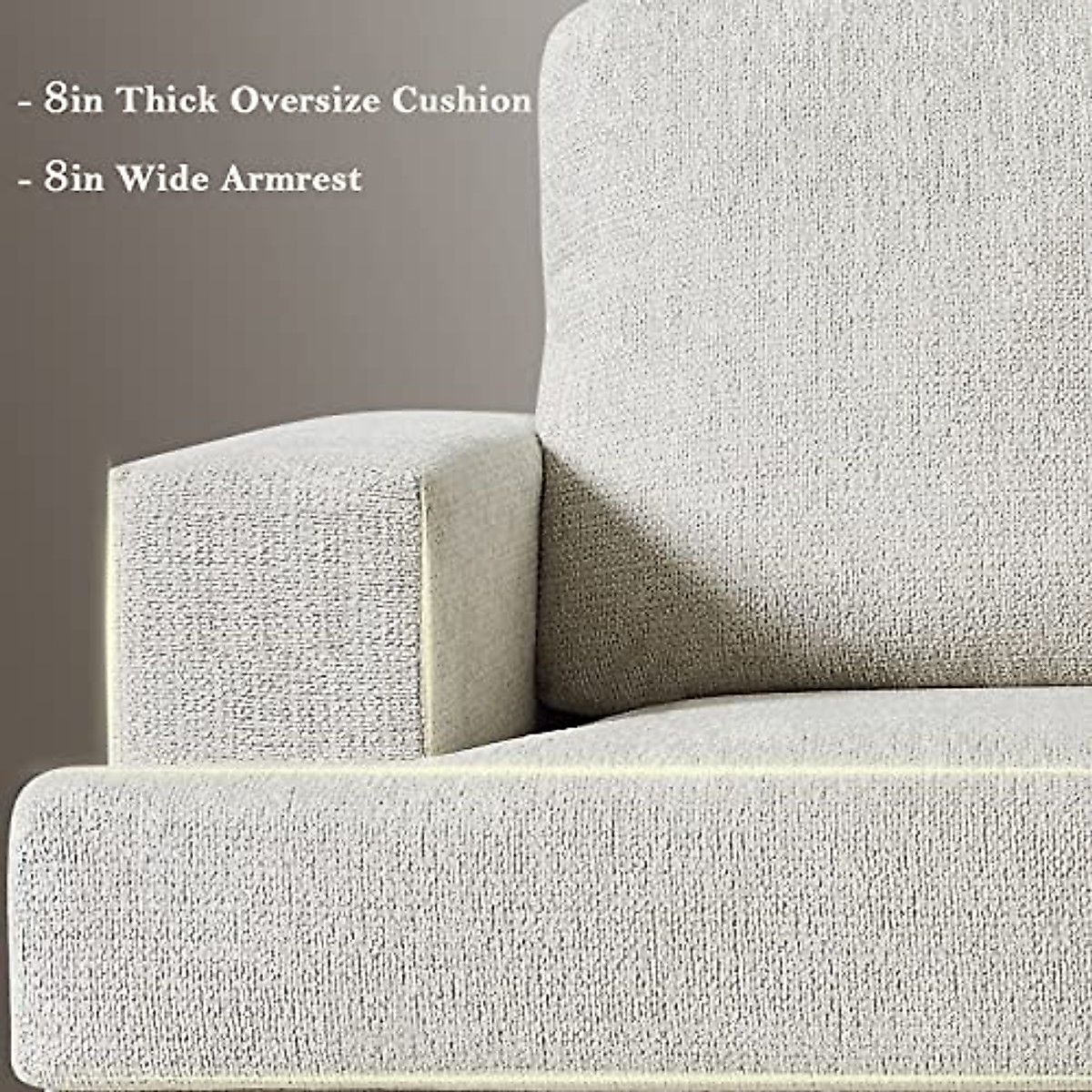 Merluxy Sofa, Deep Seat Sofa-Contemporary Chenille Sofa Couch, 3 Seater Sofa for Living Room-97 Wide Oversized Sofa, Beige Comfy Sofa