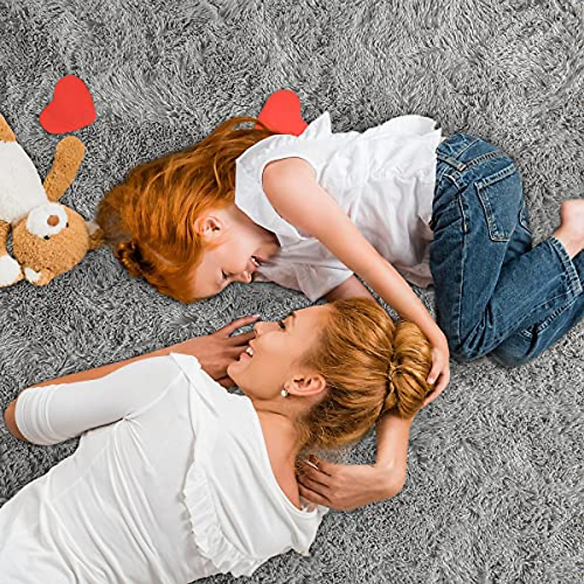 LOCHAS Fluffy Carpet Soft Gray Bedroom Rug Throw Carpets Modern Shaggy Area Rugs for Bedroom Bedside Girls Kids Children Home Decor 2.6' x 5.3'