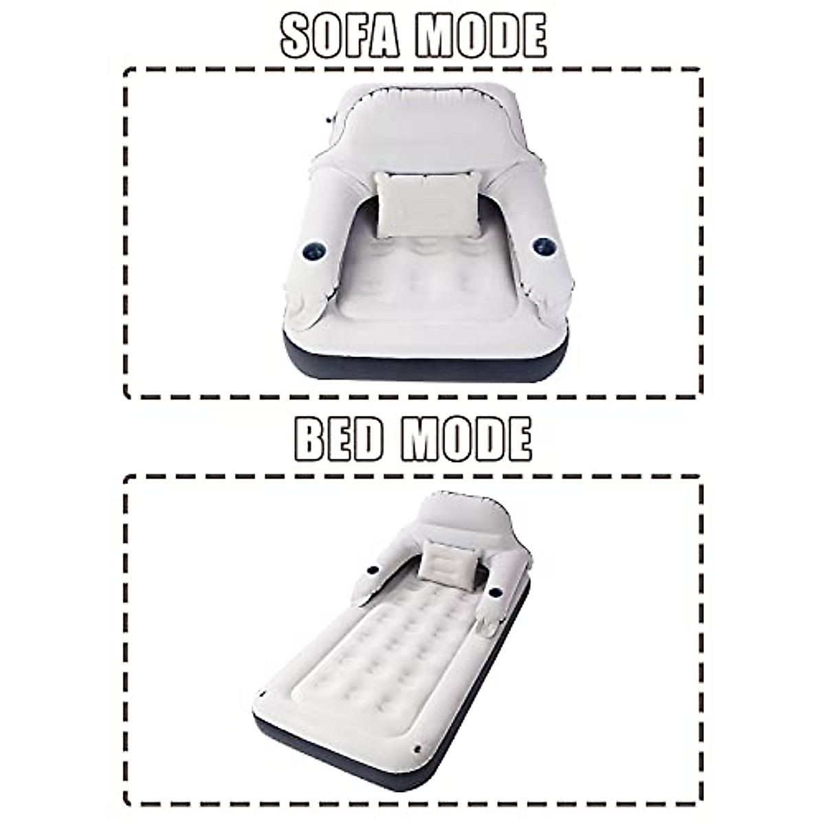 JEAOUIA Twin Air Mattress for Tents Camping - 9" Raised Portable Single Inflatable Couch with Soft Backrest Patch Kit - Blow Up Bed for Car Travel/Overnight Outdoors/Family Leisure