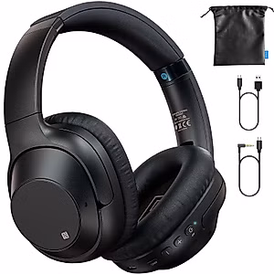 Lavales Bluetooth 5.2 Hybrid Active Noise Cancelling Headphones for Airplane Travel, 90H Playtime Wired and Wireless Over Ear ANC Headset for Adults, Android, Home Office