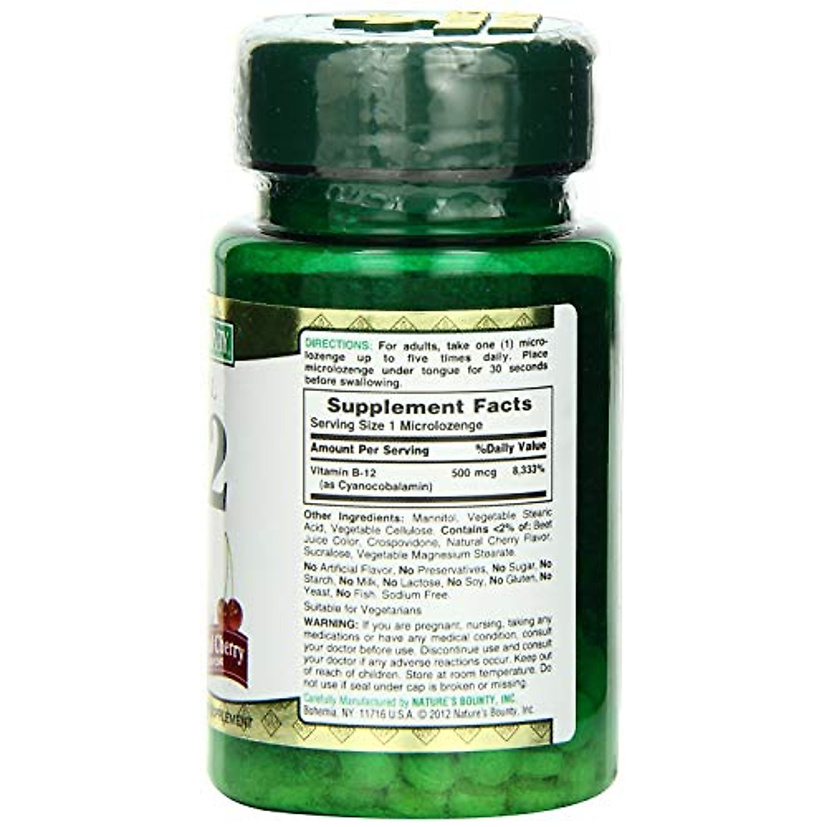 Nature's Bounty B-12 Quick Dissolve Tablets 500 Mcg, 100 Count (Pack of 3)