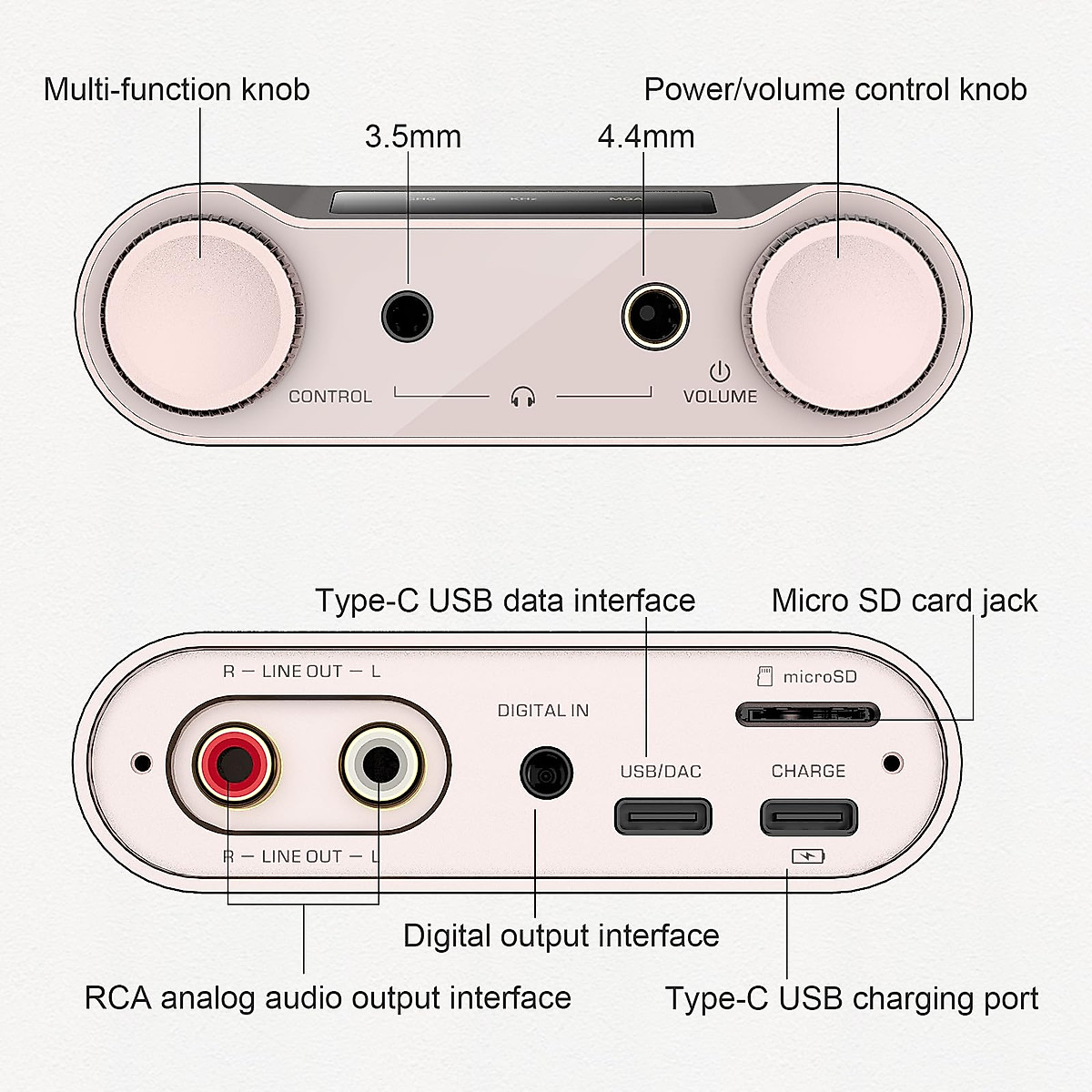 SHANLING H5 Portable DAC/AMP,HiFi Music Player,Headphone Amplifier,Dual AK4493SEQ DAC,768kHz / 32bit, DSD512,Bluetooth 5.0,840@32Ω Output,MQA Full Decoder,3.5/4.4mm,Optical/USB/Coaxial (Black)