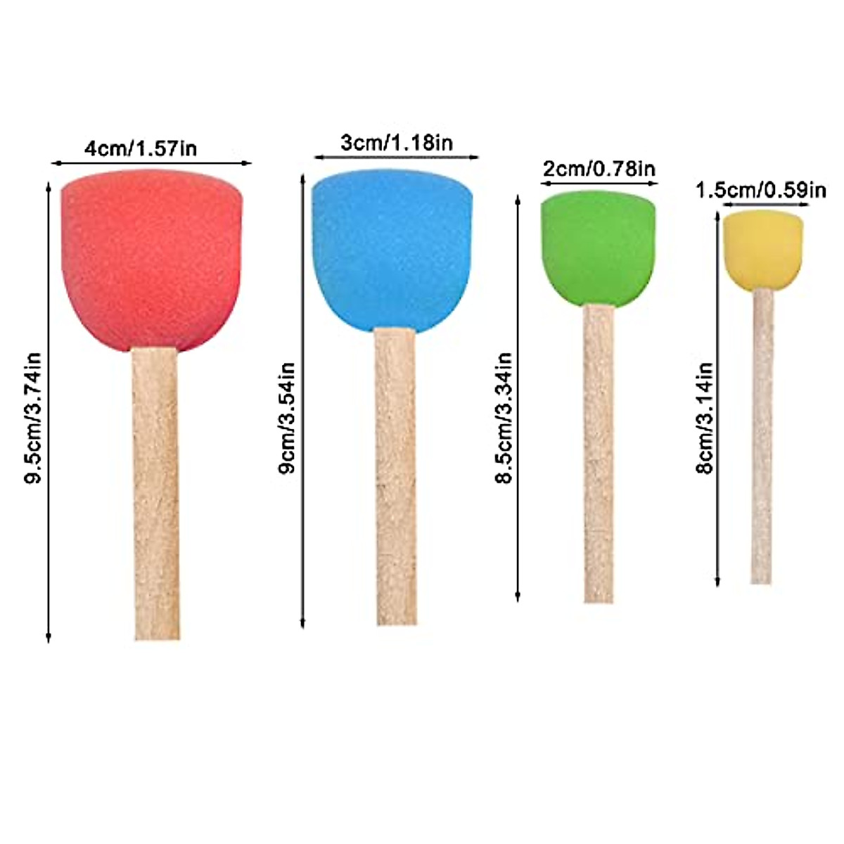 24 Pcs Round Sponge Brush Set, AIFUDA Round Foam Paint Brushes Sponge Painting Tools with Wooden Handles for Arts and Crafts