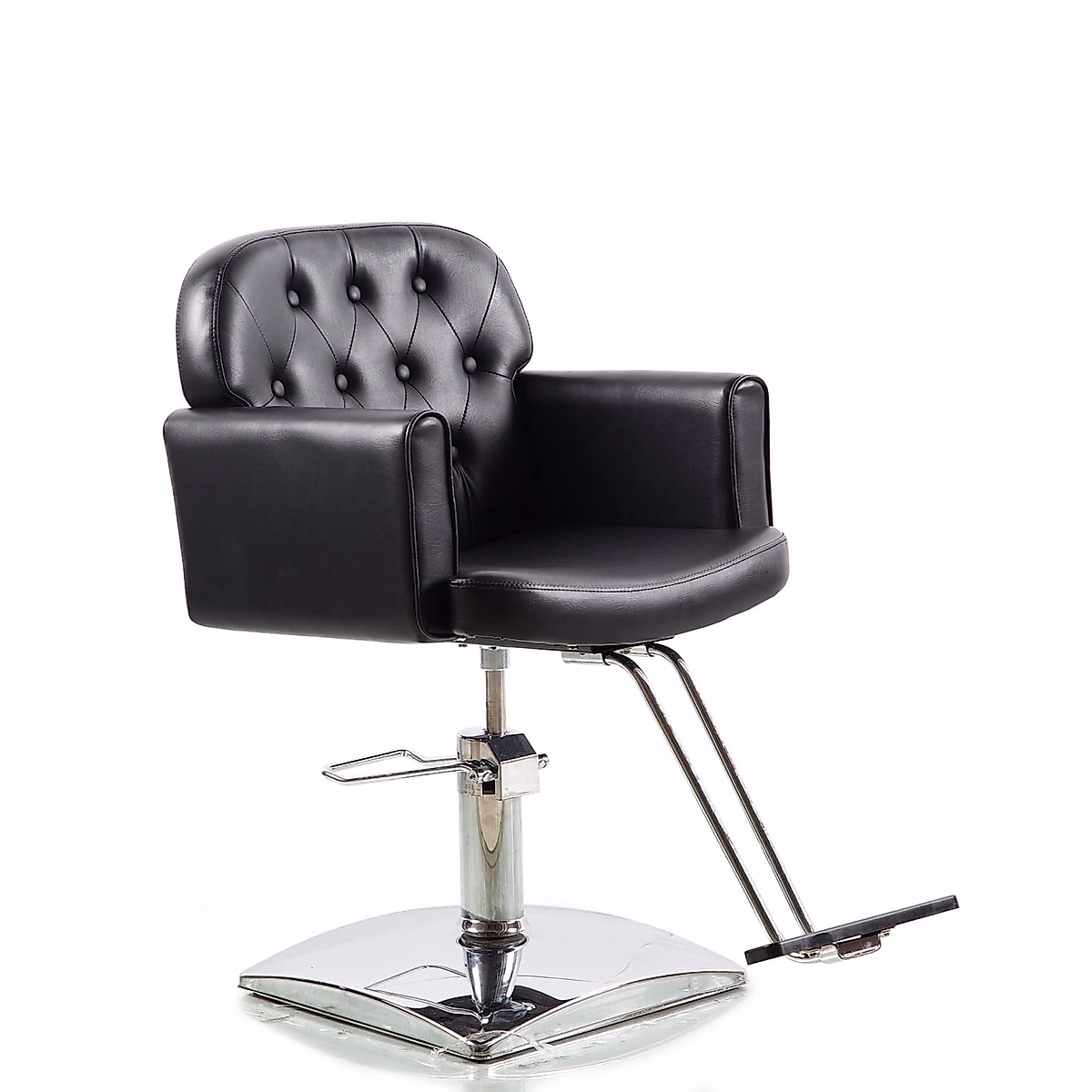 Salonsunny Black Square Base 360 Degrees Swivel Salon Styling Chair Barber Spa Cutting Chair