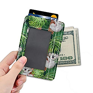 Linomo Thin leather Card Holder and Money Clip Tropical Palm Leaves Koala Wallet RFID Blocking for Men & Women