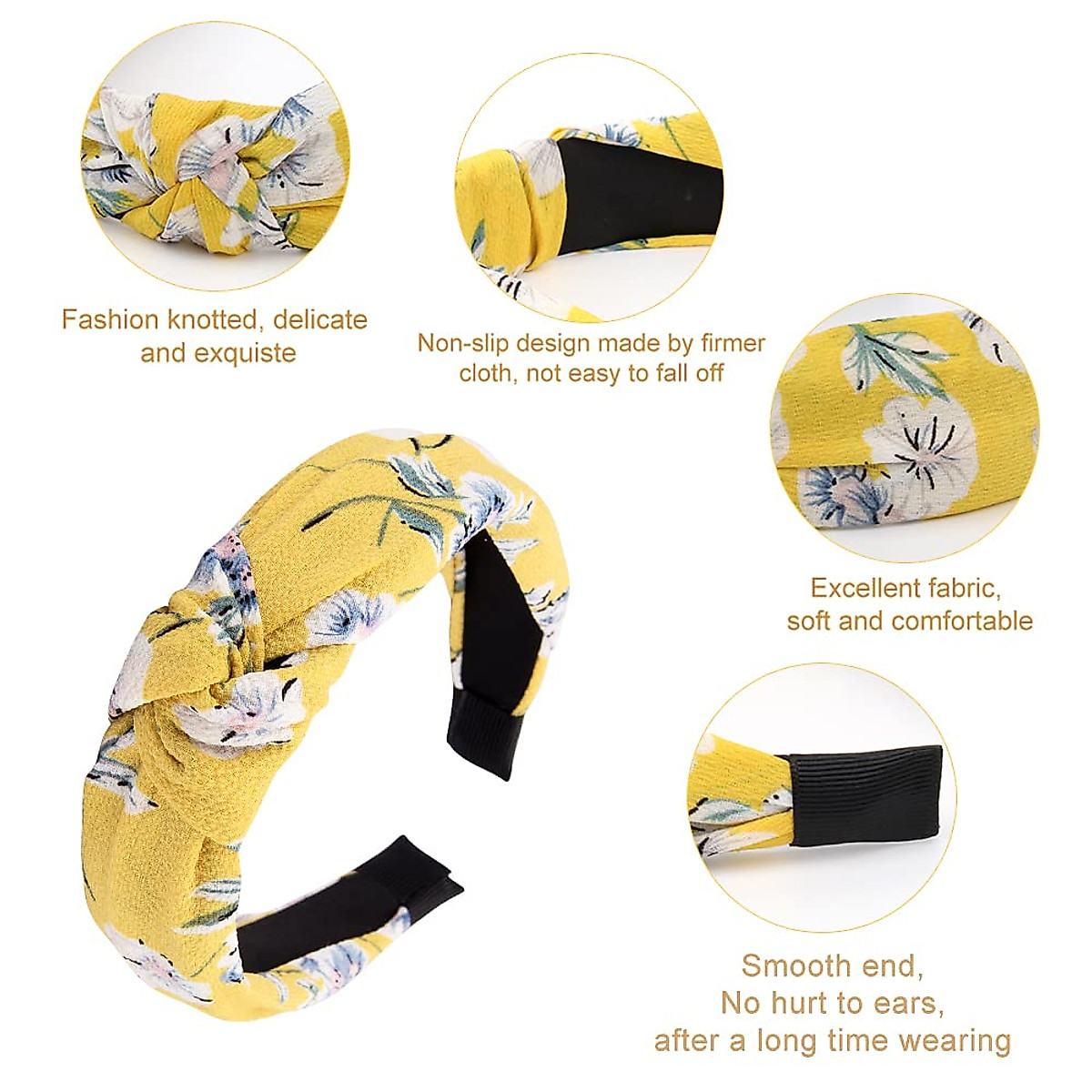 TOBATOBA 10 Piece Womens Headbands Set, Knotted Headbands, Summer Floral Headbands, Twist Turban Wide Headbands Bandana Hair Accessories for Women