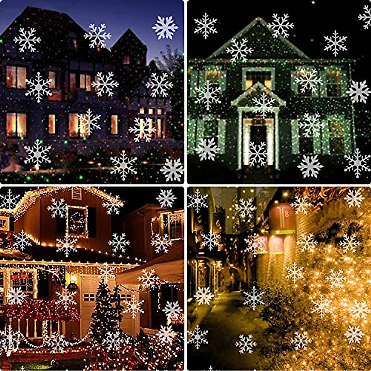 Christmas Projector Lights Outdoor Projector Lights Waterproof Plug in Moving Effect Wall Mountable for Halloween Christmas Holiday New Year Home Party Decoration Show (Snow--Flake)