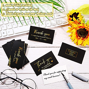 180 Black Gold Thank You for Supporting My Small Business Cards, Small Thank You for Your Order Cards, Thanks Greeting Cards for Retail Store, Handmade Goods, Shop Package Inserts, 2 x 3.5 Inch