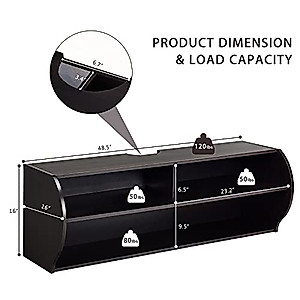 Tangkula Wall Mounted Media Console, Floating TV Stand Cabinet, 2 Tier Modern Wall Mount TV Component Shelf for Home Living Room Office, Wall Mounted Audio/Video Shelf (Coffee)