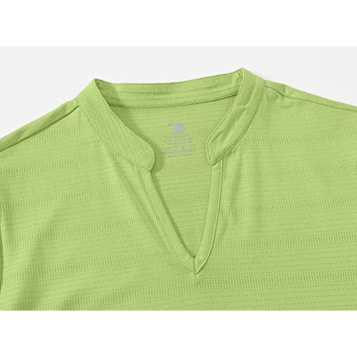 BASUDAM Women's Golf Polo Shirts V-Neck Short Sleeve Collarless Tennis Running T-Shirts Quick Dry Light Green XL