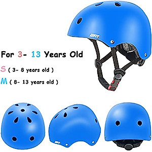 Kids Protective Gear Set and Helmet,Boys Girls Adjustable Helmet with Pads Set Knee Elbow Pads and Wrist Guards for Roller, Scooter, Skateboard, Bicycle for 3-8 Years Old Kids (Blue)