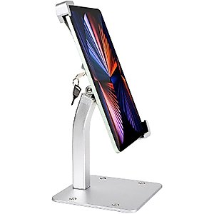 woleyi Anti-Theft Desktop Tablet Kiosk Stand Holder, Heavy Duty Countertop Tablet POS Display Mount with Security Lock and Key, Compatible with iPad Pro/Air/Mini, Galaxy Tabs, More 7-11" Tablets