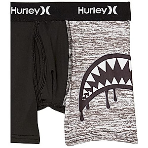 Hurley Boys' Classic Boxer Briefs (2-Pack), Dark Grey Heather Camo/Black, M
