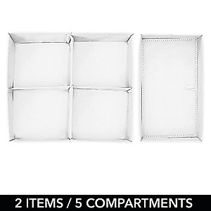 mDesign Soft Fabric Polka Dot Dresser Drawer and Closet Storage Organizer Bin for Child/Kids Room, Nursery, Playroom - Divided 5 Section Tray, Set of 4 - Yellow/White