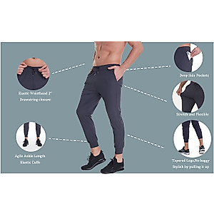 AbleTree 27" Inseam Athletic Jogger Pants for Short Men 7/8 Quick Dry Workout Tapered Stretch Sweatpants Casual