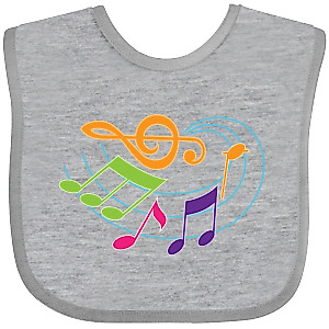 inktastic Music Notes Musical Gift Baby Bib Heather Grey 13e0c