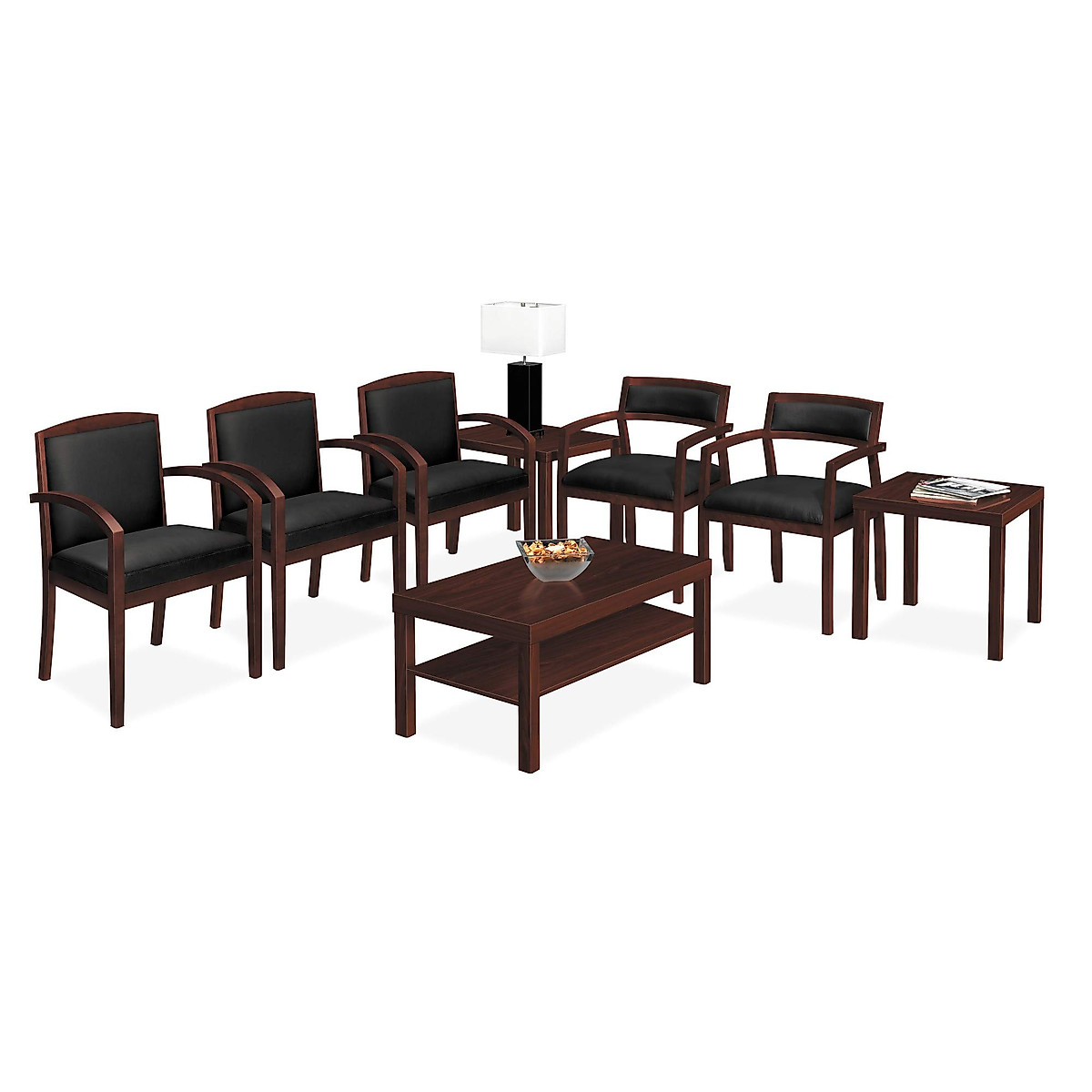 HON Topflight Wood Guest Chair - Leather Seated Guest Chair with Arms, Office Furniture, Mahogany Finish (VL852)