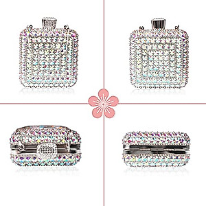 Evening Bag Clutch Purses for Women,Ladies Sparkling Party Handbag Wedding Bag (AB-sliver)